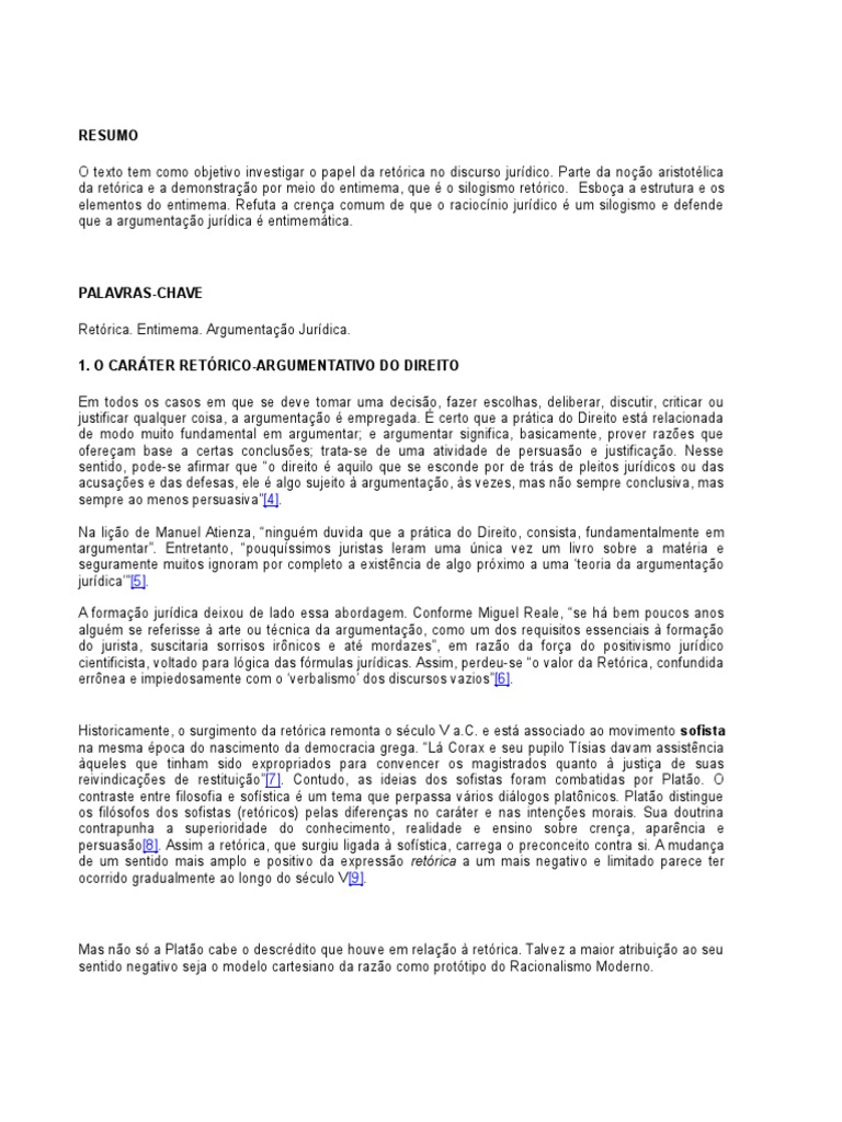 Retórica e Direito: O Papel do Entimema | PDF | Argumento | Retórica