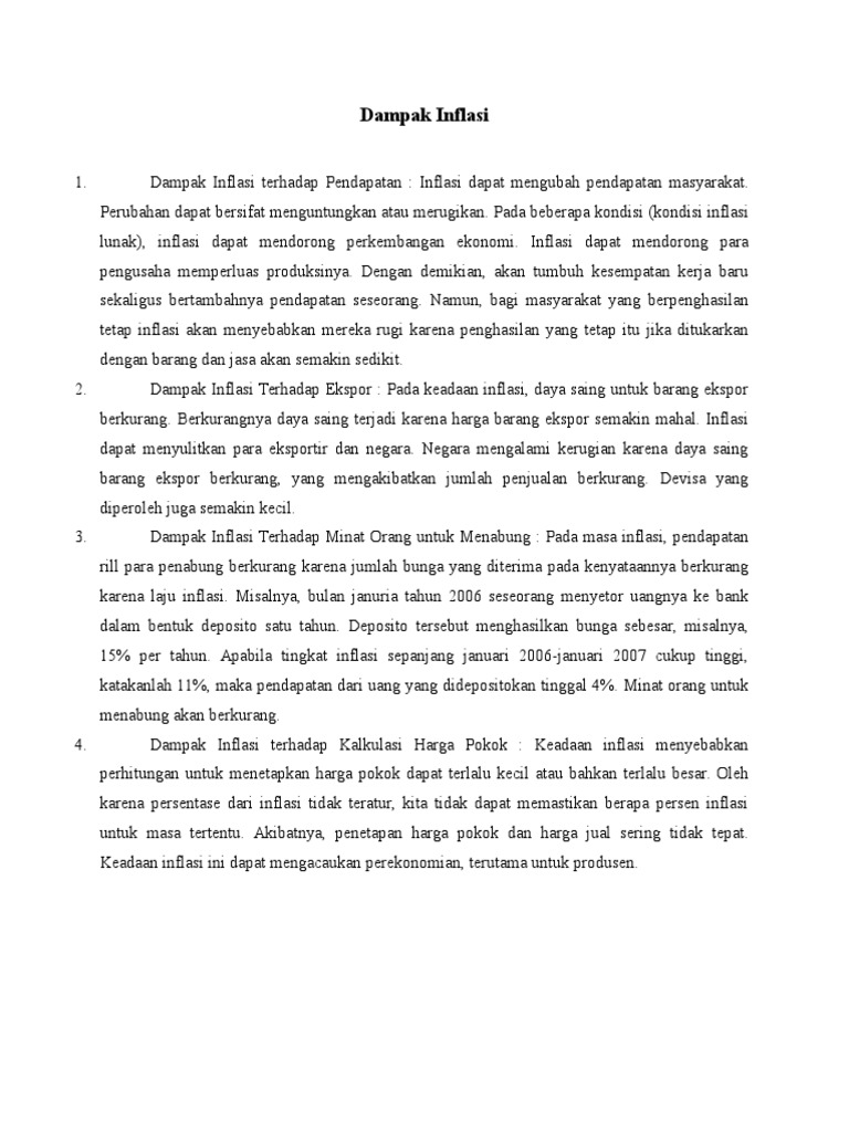 Dampak Inflasi | PDF | Bisnis | Pengelolaan Keuangan & Uang