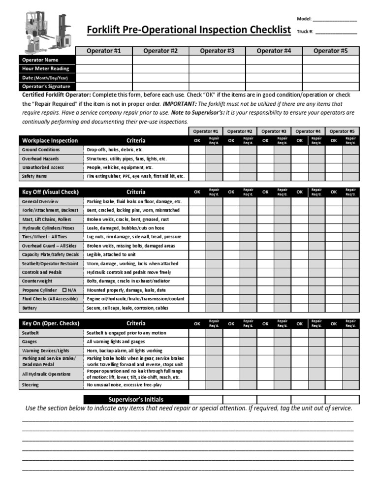 Ensuring Safety: A Forklift, Loader, and RT Pre-Operational Inspection ...