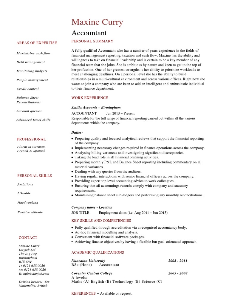 Accountant Resume Template | PDF | Accountant | Accounting
