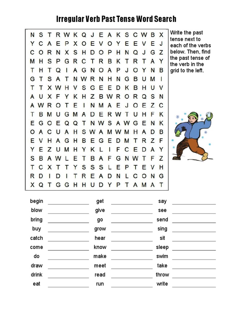 Irregular Verb Past Tense Word Search | PDF