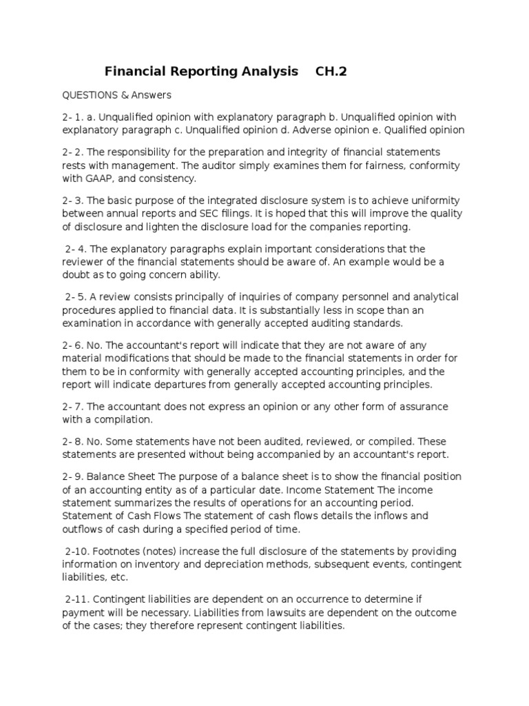 Question Answer Chapter 2 FInancial Reporting | PDF | Financial ...