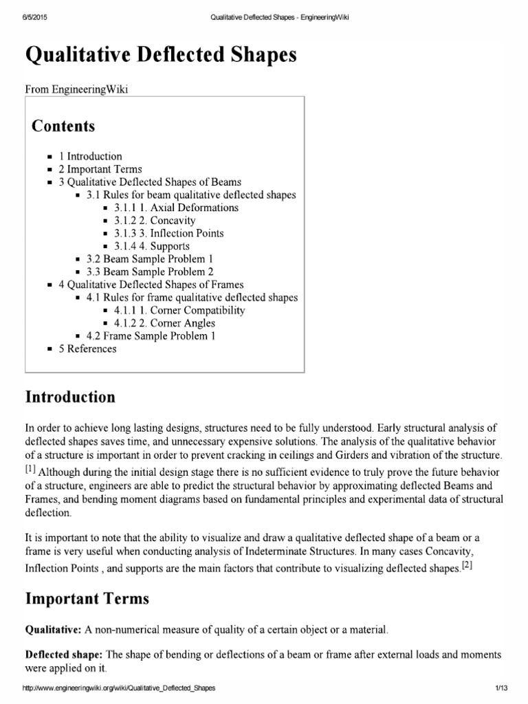 Qualitative Deflected Shapes - EngineeringWiki | PDF