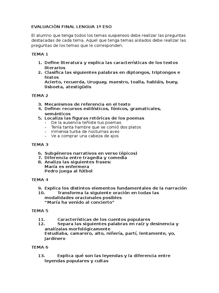 Evaluación final de Lengua 1o ESO: Preguntas y análisis de diferentes ... Evaluación final de Lengua 1o ESO: Preguntas y análisis de diferentes ...