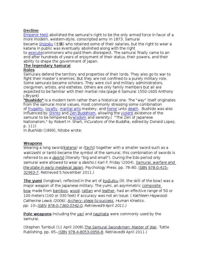 Decline Japan | PDF | Samurai | Bushido