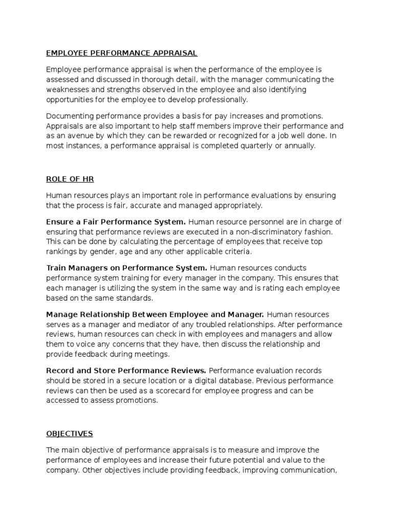 Employee Performance Appraisal | PDF | Performance Appraisal | Human ...