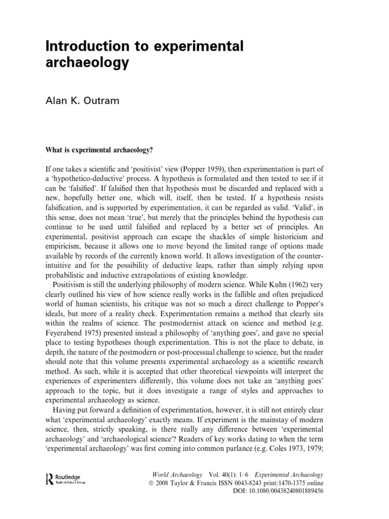 Introduction To Experimental Archaeology | PDF | Experiment | Positivism