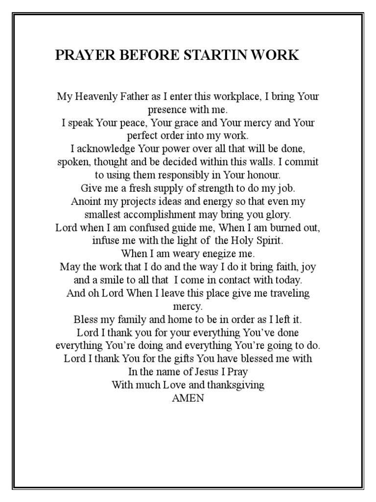 Prayer Before Startin Work | PDF