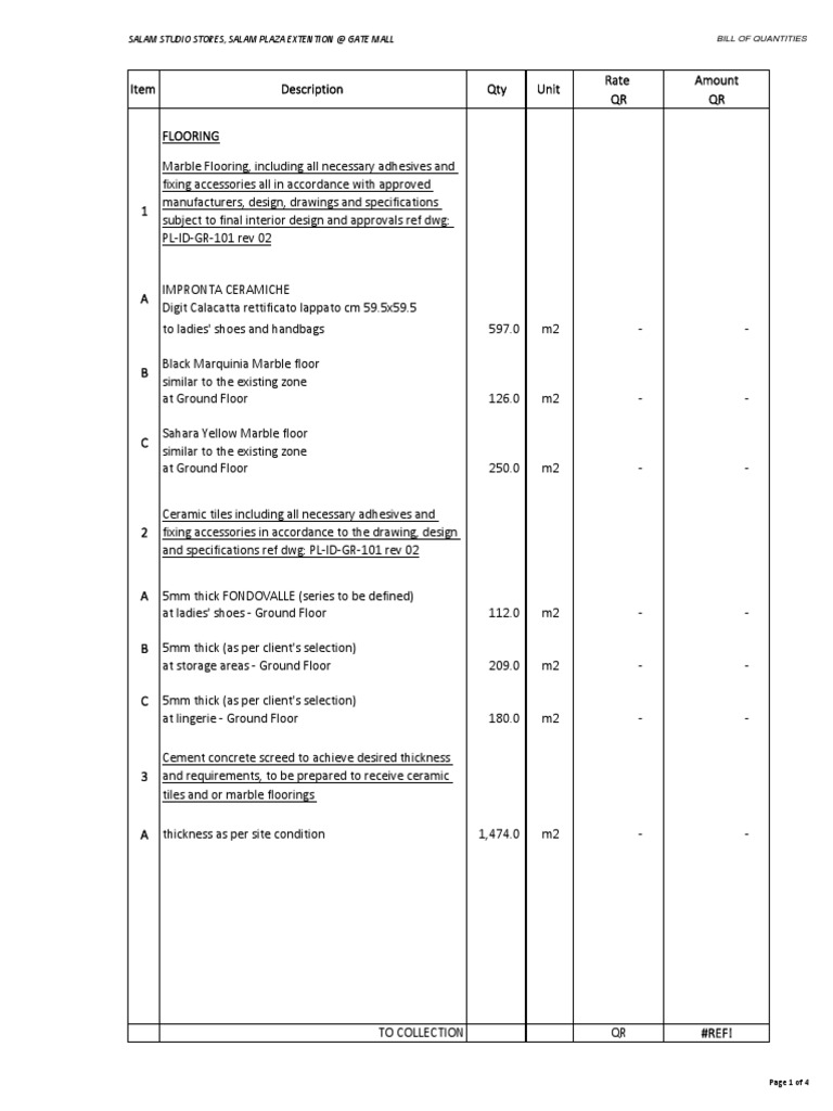 Bill of Quantities-GF | Drywall | Door