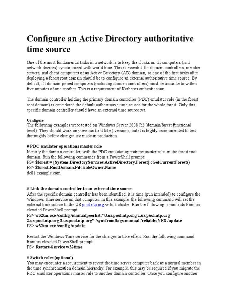 Configure An Active Directory Authoritative Time Source | PDF | Computers