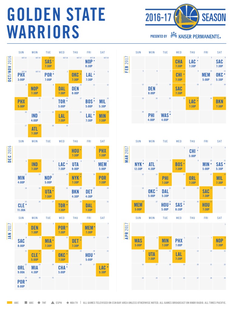 GSW Schedule 1617 Print | PDF | Sports & Recreation | Art