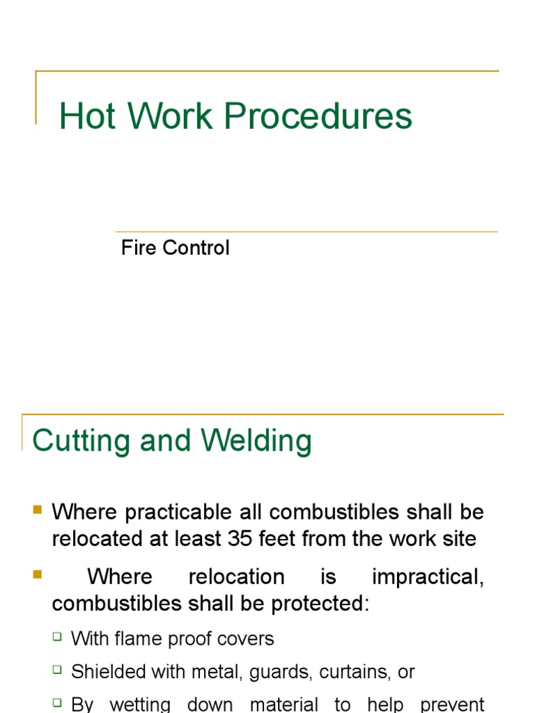 Hot Work Procedures: Fire Control | Download Free PDF | Flammability ...