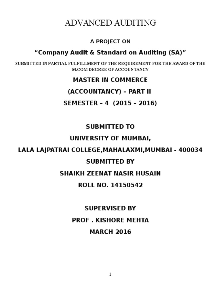 Advanced Auditing | Download Free PDF | Going Concern | Financial Audit