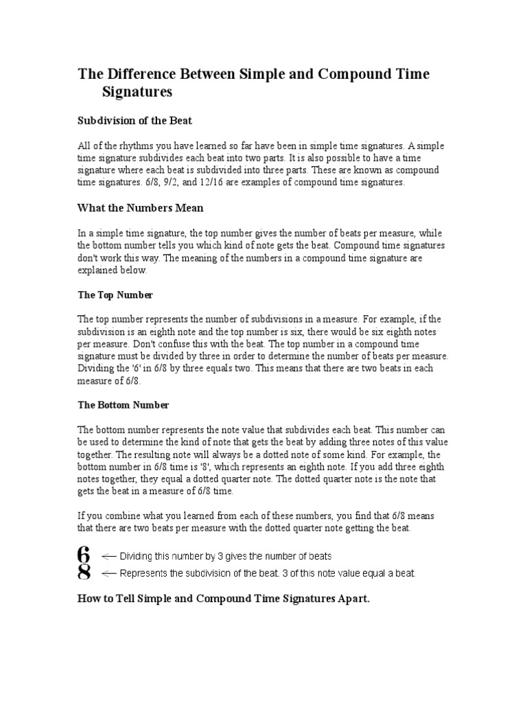 The Difference Between Simple and Compound Time Signatures | PDF ...