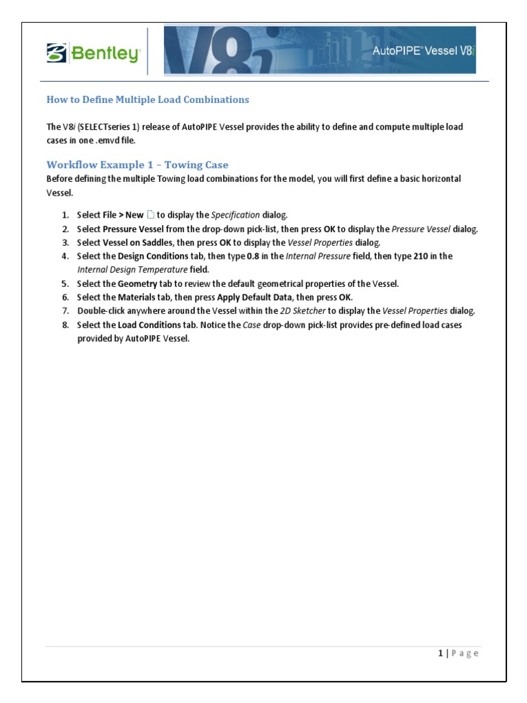 AutoPIPE Vessel - Defining Multiple Load Combinations | PDF | Microsoft ...