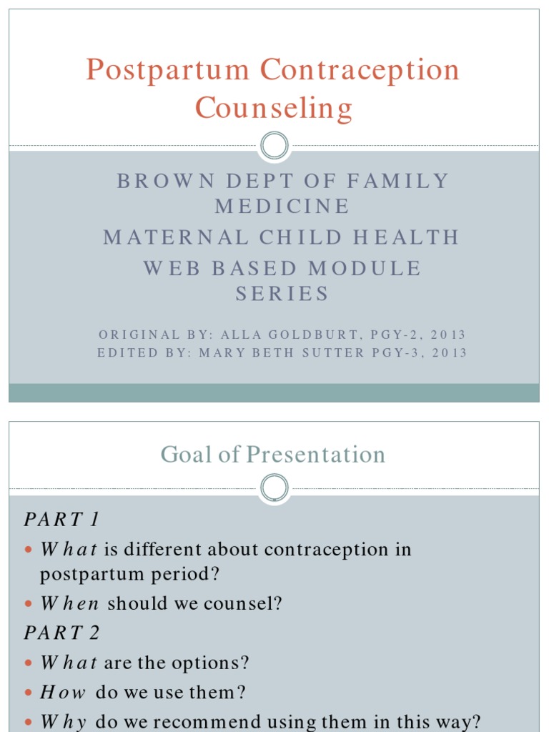 Postpartum Contraception 2013 | Birth Control | Breastfeeding