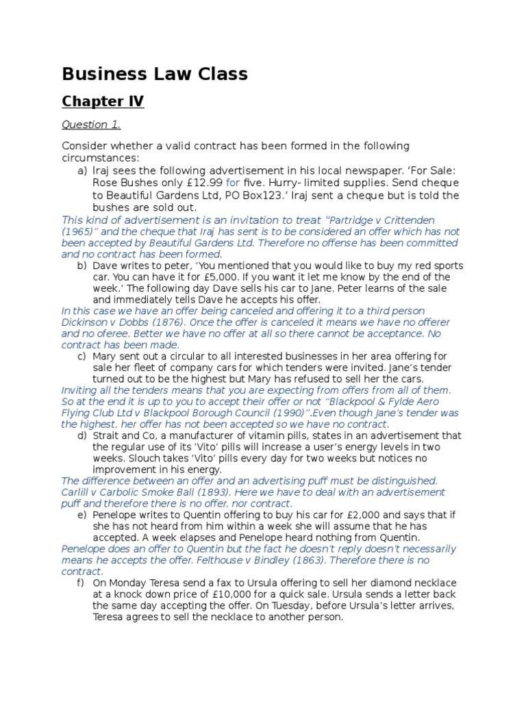 Business Law Class: This Kind of Advertisement Is An Invitation To ...
