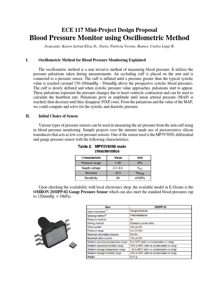 Blood Pressure Monitor Using Oscillometric Method: ECE 117 Mini-Project ...