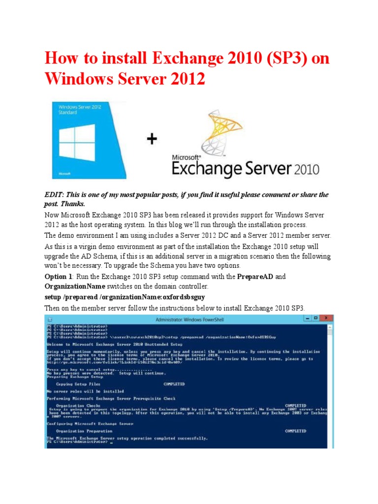 How To Install Exchange 2010 On Windows r2 | PDF | Microsoft Exchange ...