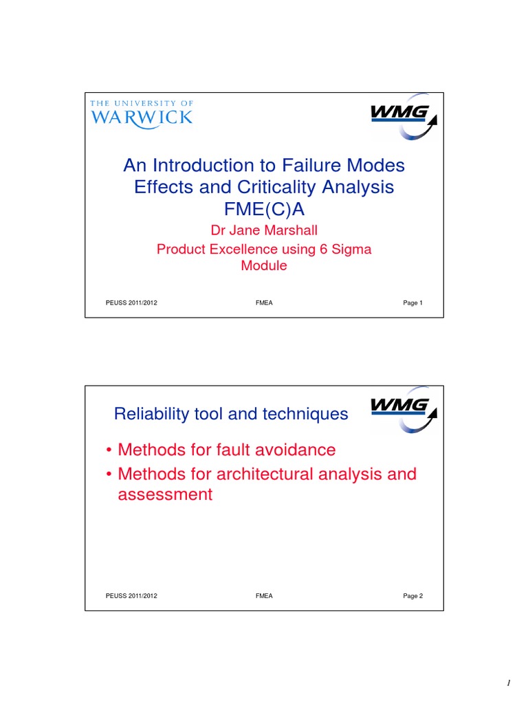 Section 10b Fmea Lecture Slides Compatibility Mode | PDF | Reliability Engineering | Systems Theory