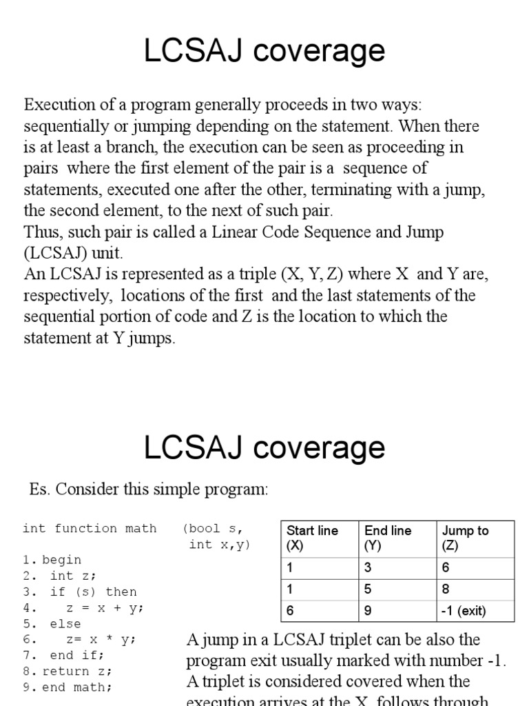 LCSAJ Coverage | PDF