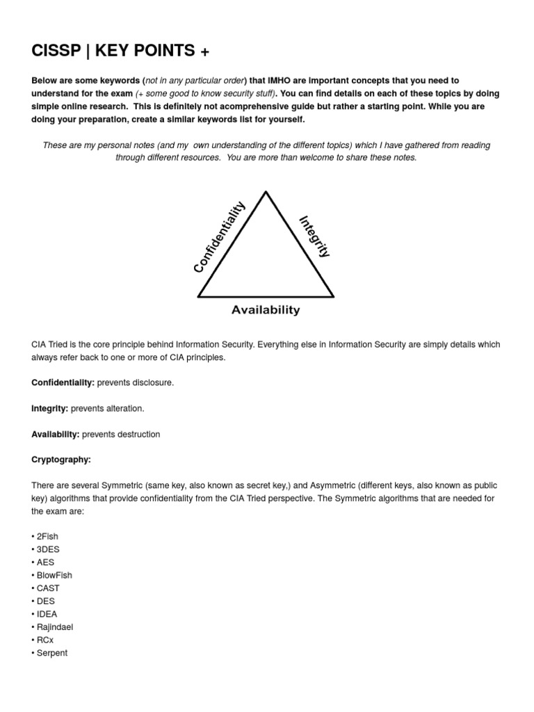 Cissp Key Points + | PDF | Public Key Cryptography | Hypertext Transfer Protocol
