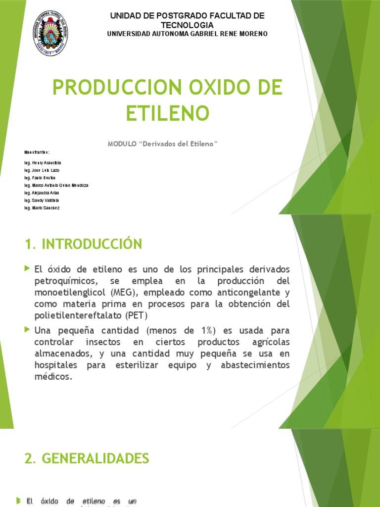 Produccion Oxido de Etileno | PDF | Catálisis | Etileno
