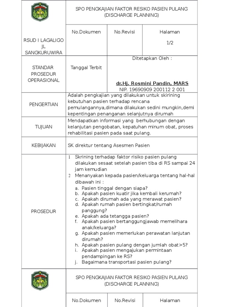 Spo & Form Discharge Planning | PDF | Sains & Matematika