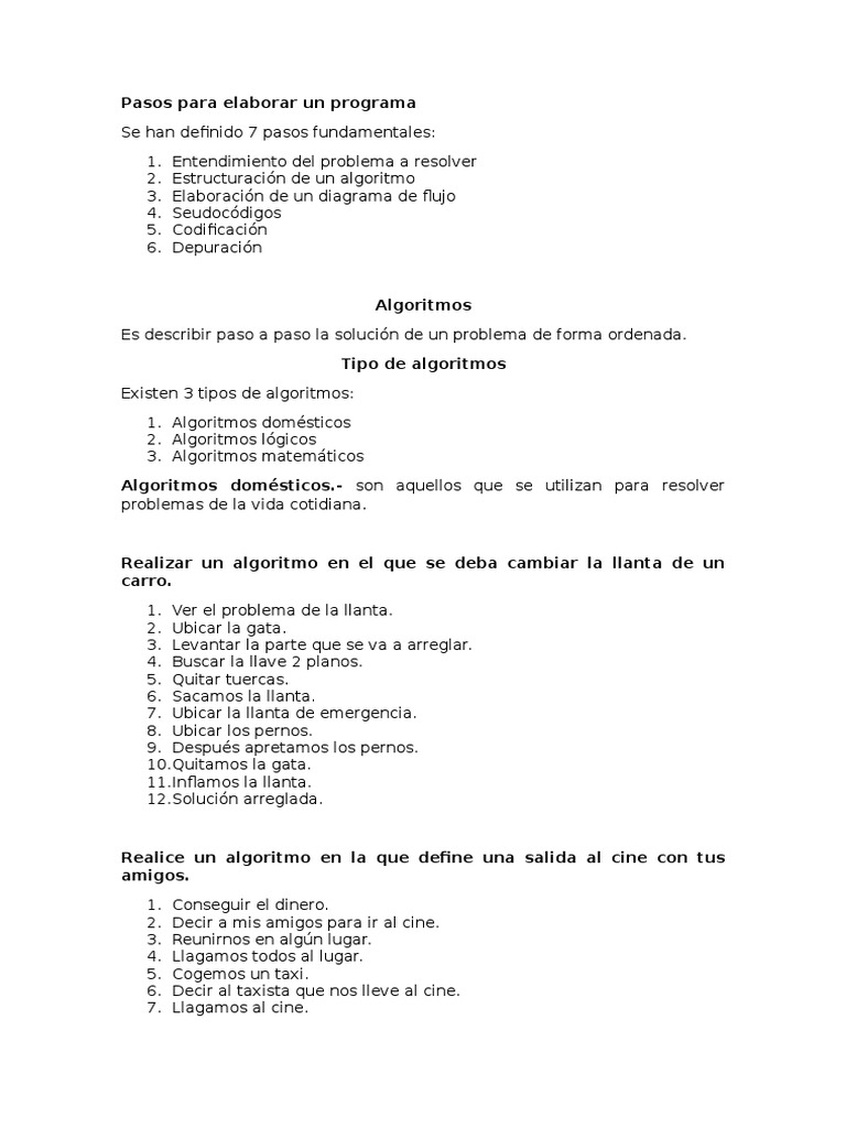 Pasos para Elaborar Un Programa | PDF | Algoritmos | Áreas de informática