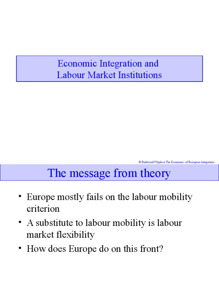 Economic Integration and Labour Market Institutions: © Baldwin&Wyplosz ...
