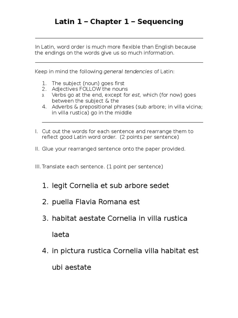 Latin Word Order and Sequencing Guide | PDF