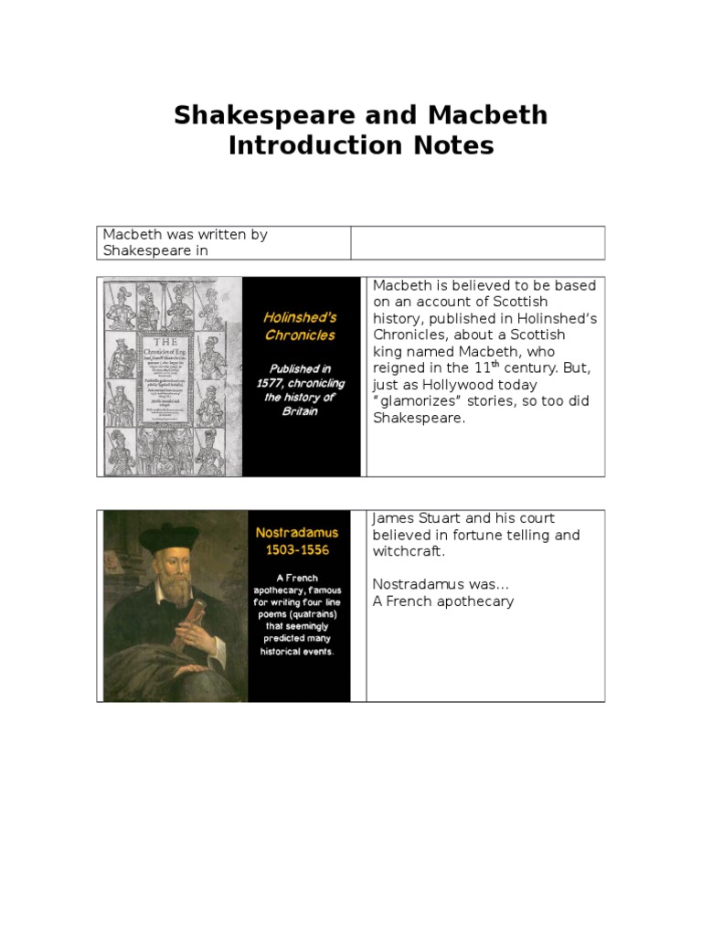 Macbeth Was Written by Shakespeare in | PDF