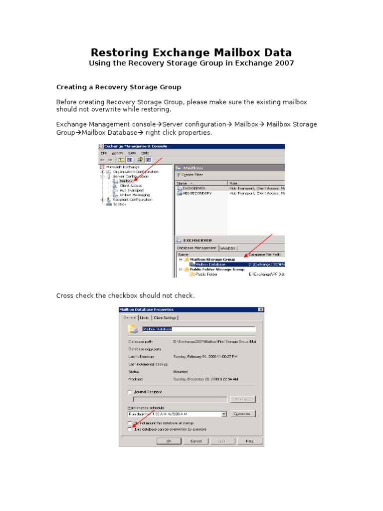 Restore Exchange Mailbox Data Guide | PDF | Backup | Computer File