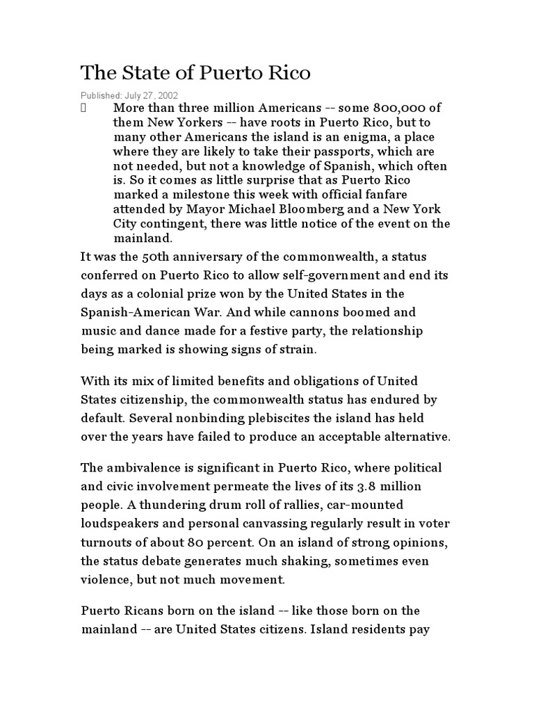 The State of Puerto Rico | PDF | Commonwealth (U.S. Insular Area ...