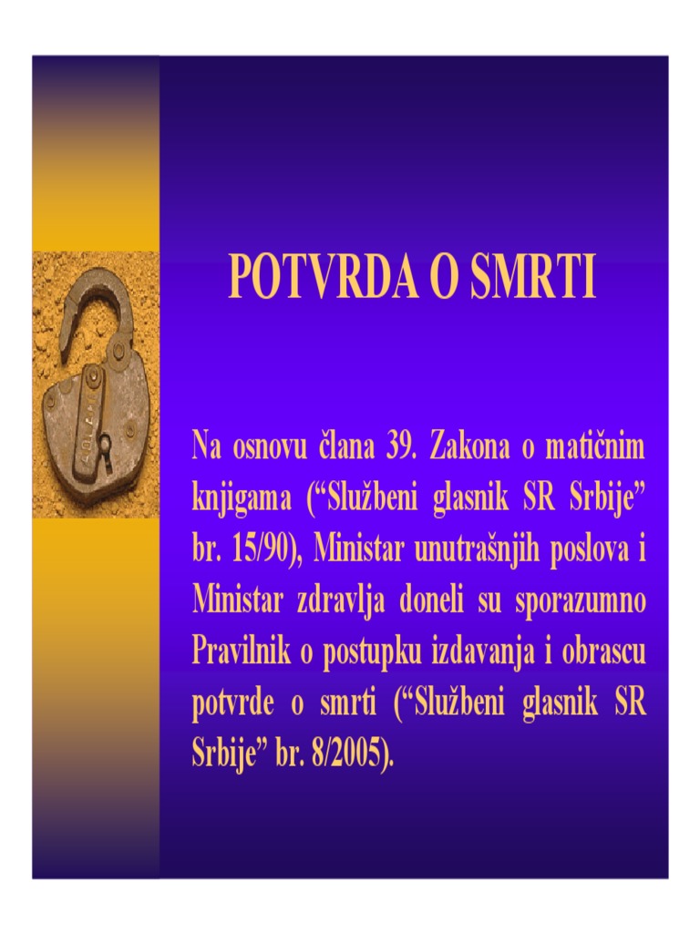 Potvrda o Smrti-Prezentacija | PDF