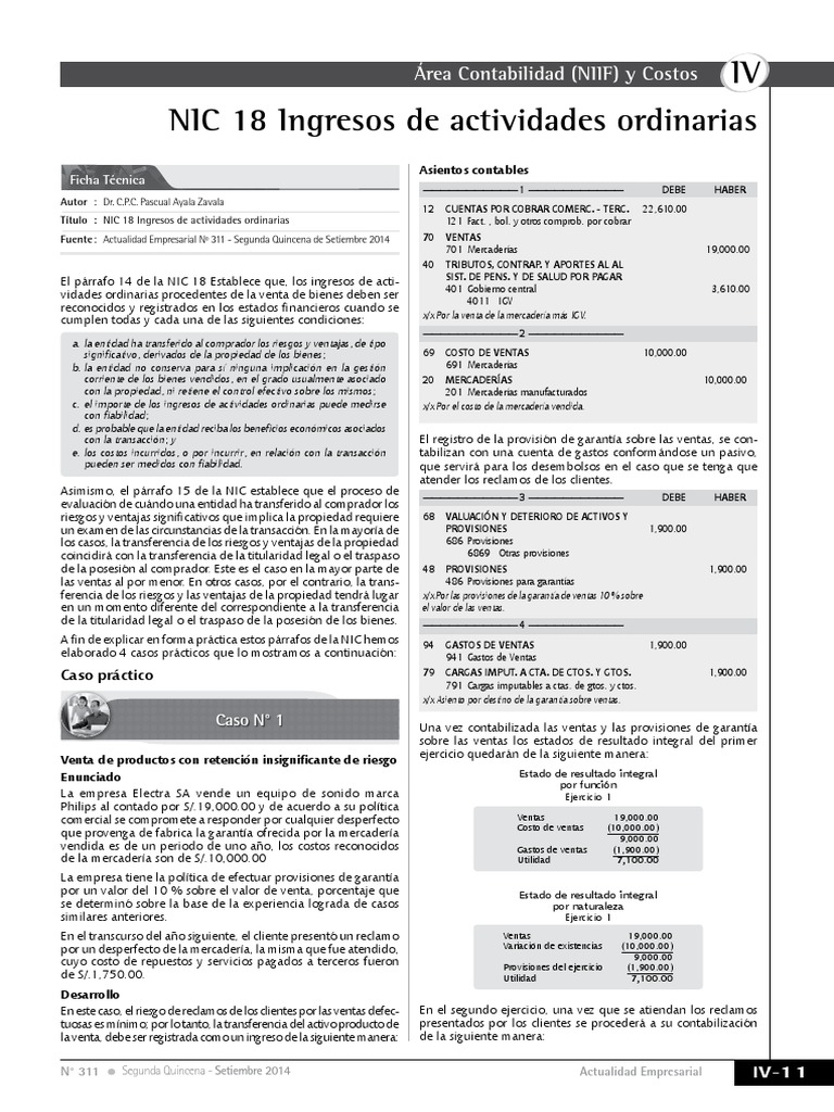 NIC 18 - Casos Prácticos | PDF | Impuestos | Devengo