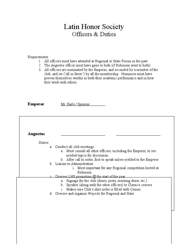 Latin Honor SocietyOfficerDuties | PDF