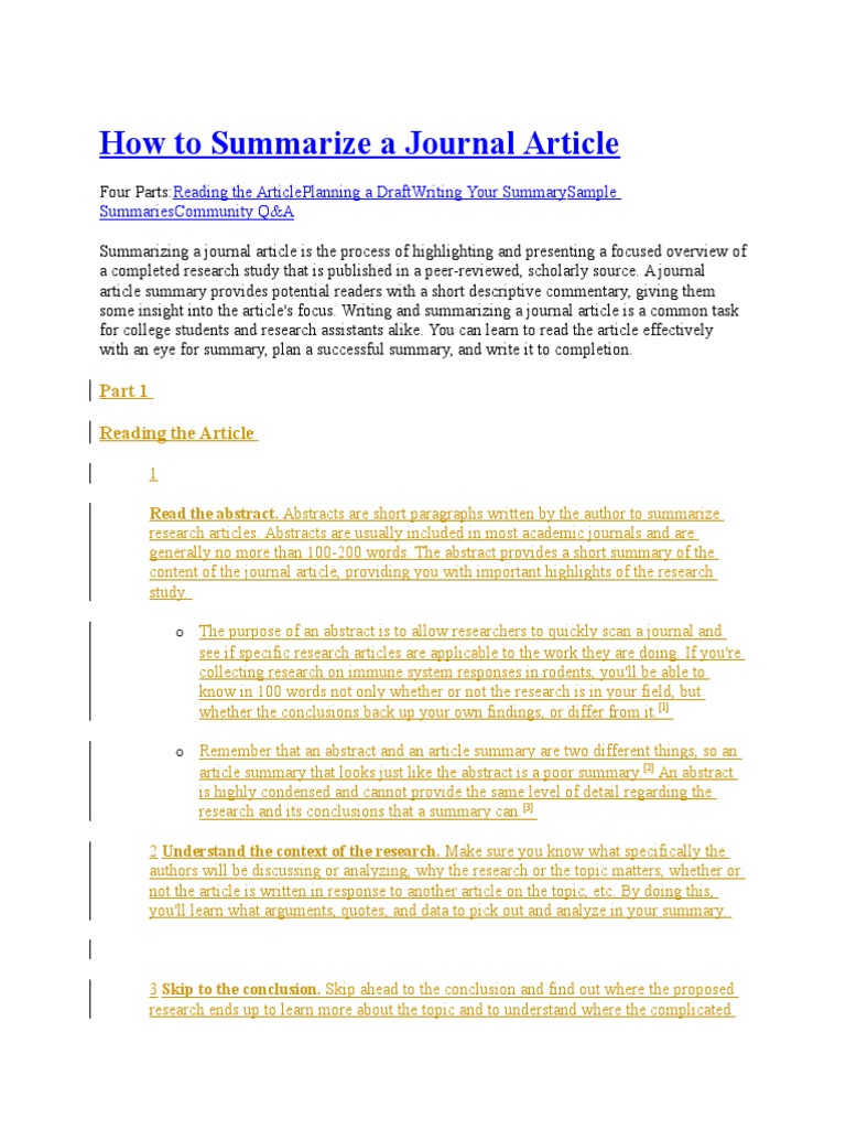 How To Summarize A Journal Article | PDF | Abstract (Summary ...