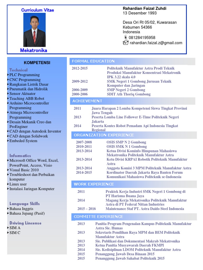 CV Rahardian Faizal Zuhdi | PDF