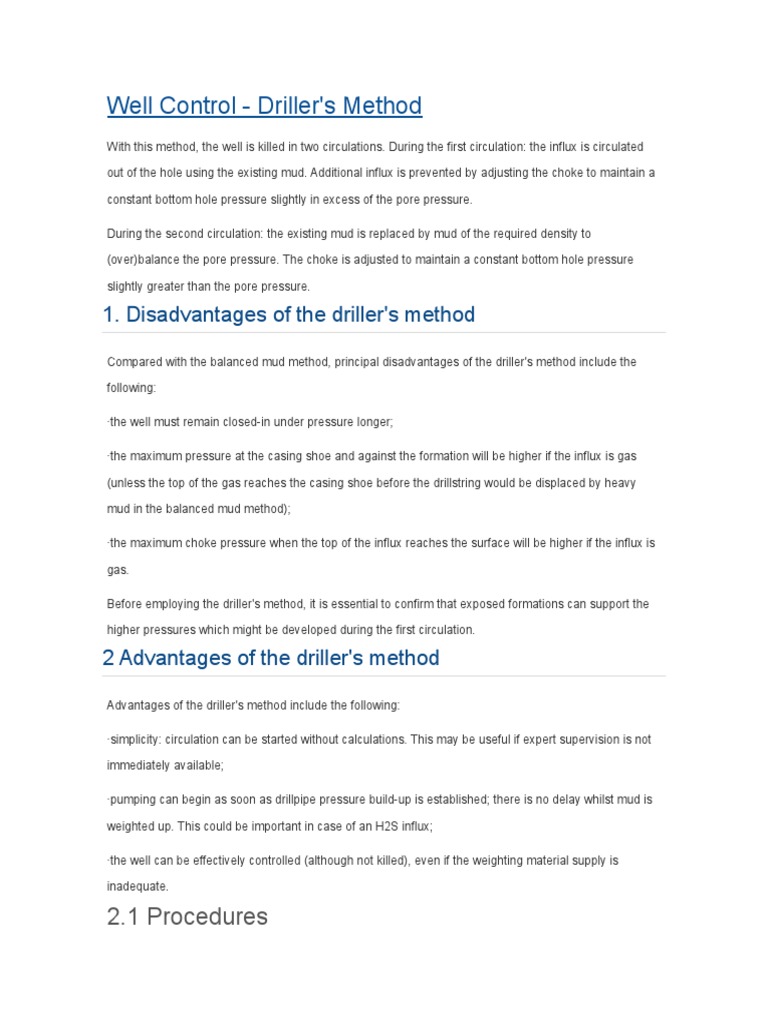 Well Control - Driller's Method | PDF | Pressure | Nature