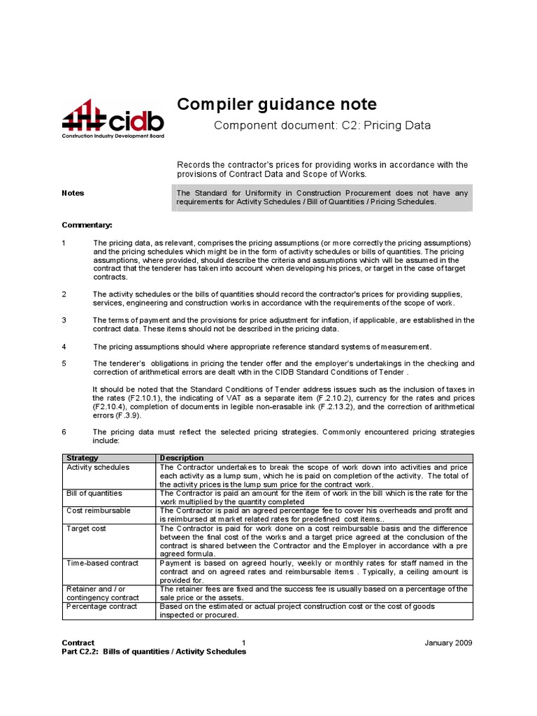 Contract Pricing Data and Strategies | PDF | Employment | Invoice