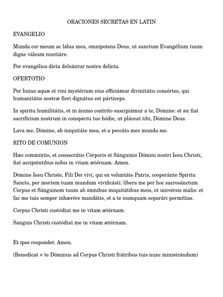 Oraciones Secretas en Latin | PDF