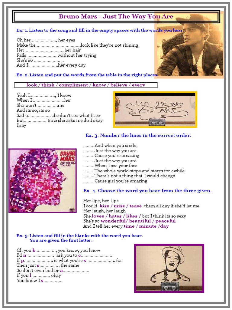 Song Bruno Mars Just The Way You Are | PDF | Language Arts & Discipline