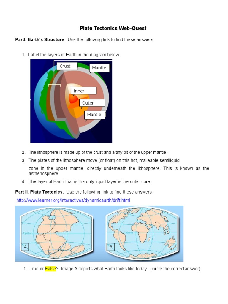 Plate Tectonics Web Quest Student | PDF | Plate Tectonics | Volcano