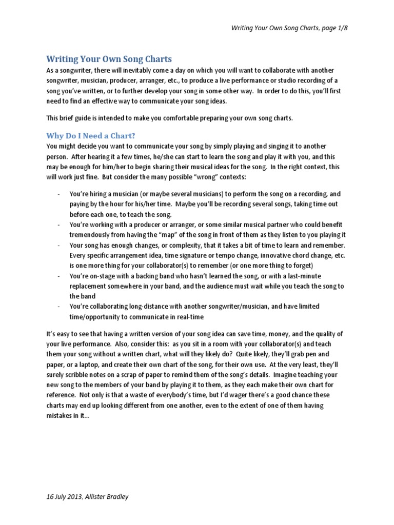 Song Charting for Songwriters | PDF | Chord (Music) | Song Structure