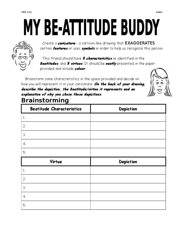 Beatitudes Caricature Project Guide | PDF