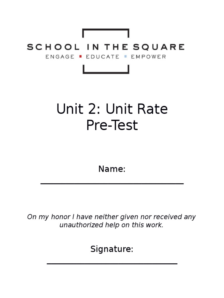 Unit 2: Unit Rate Pre-Test: Name | PDF | Technology & Engineering
