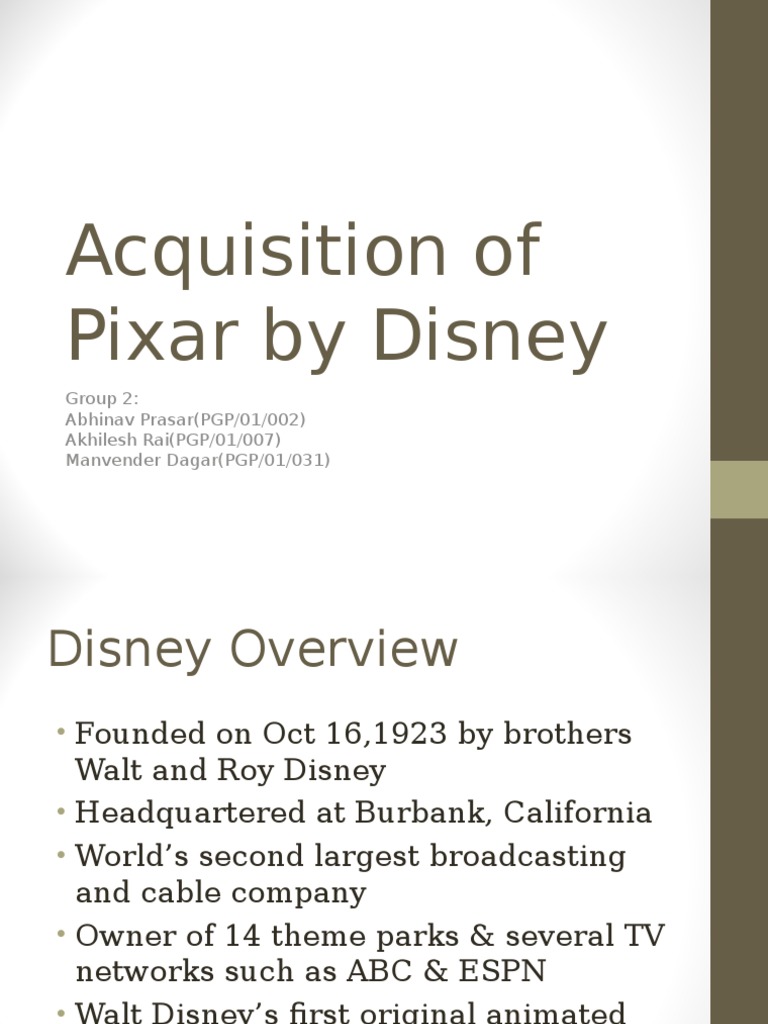 The Walt Disney Case-Pixar Case Analysis | PDF | Pixar | The Walt Disney Company