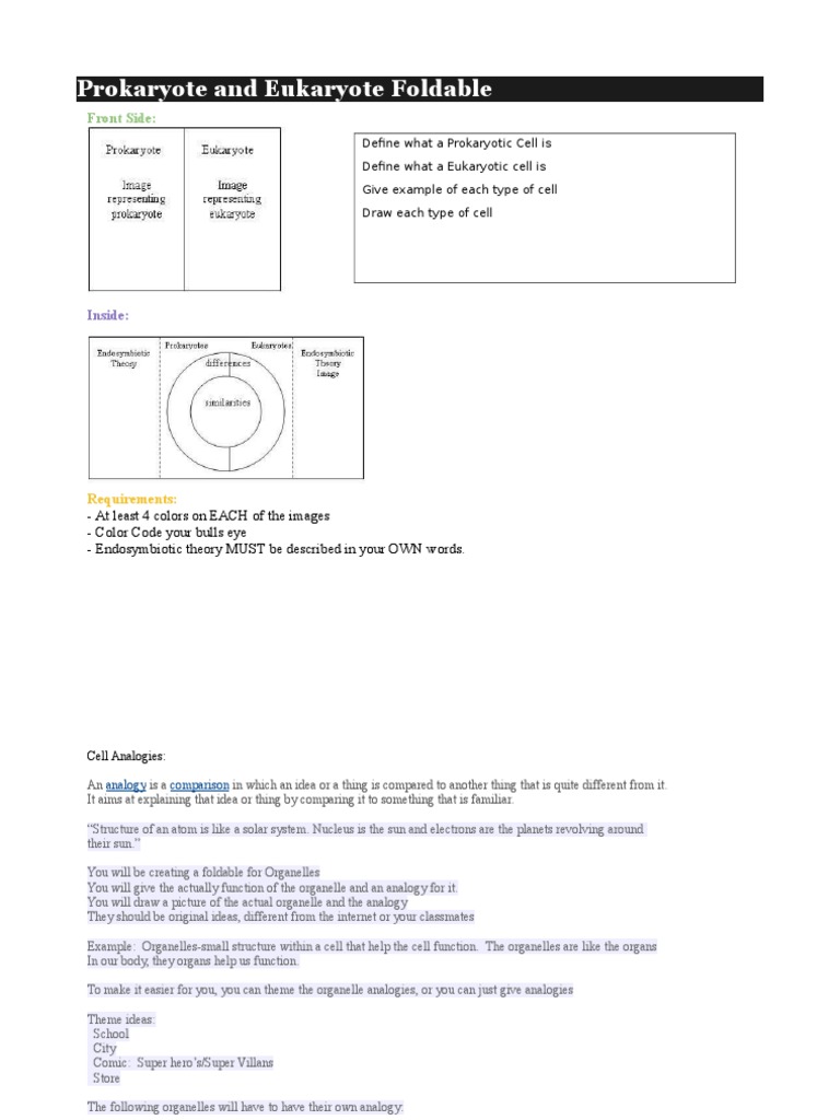 Prokaryote and Eukaryote Cell Foldable Guide | PDF | Philosophy ...