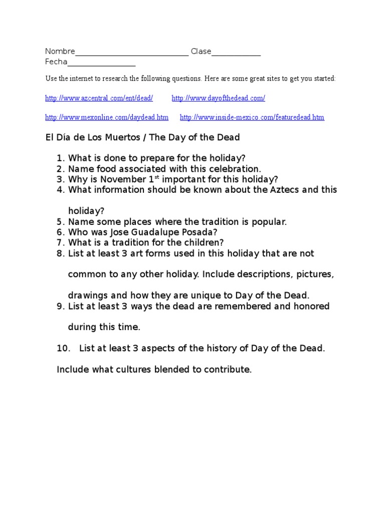 Day of the Dead Research Guide | PDF | Social Science | Foreign ...